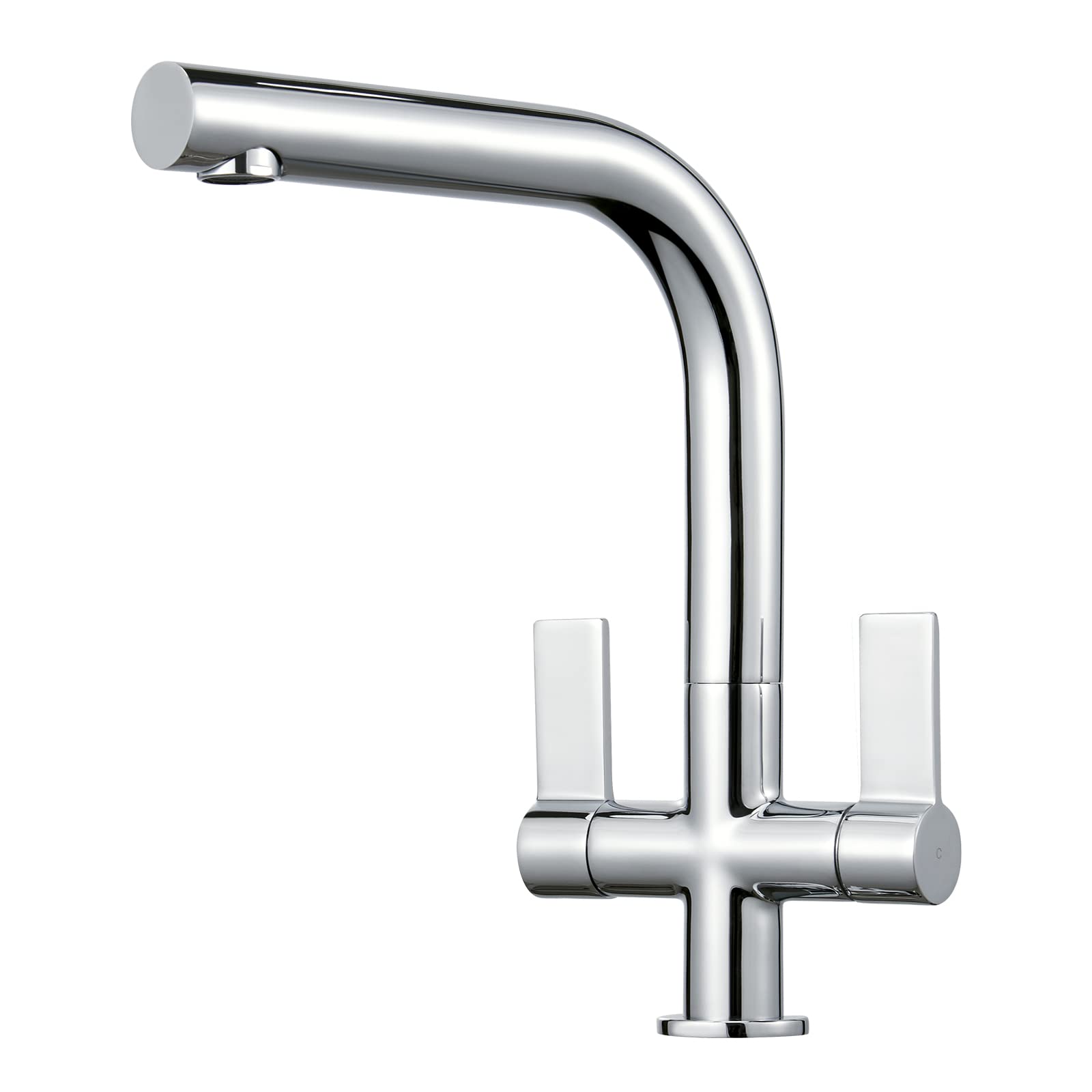 Dual Lever Kitchen Sink Mixer Tap with L-Shape Rectangle 360 Swivel ...