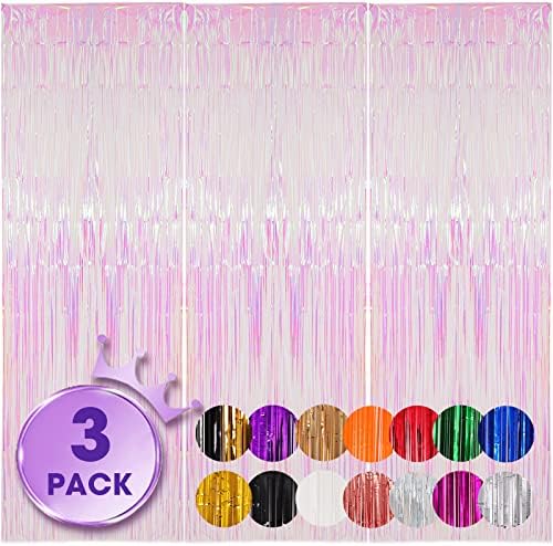 Amazon.com : LILF Gorgeous Holographic Iridescent Fringe Curtain - 2 ...