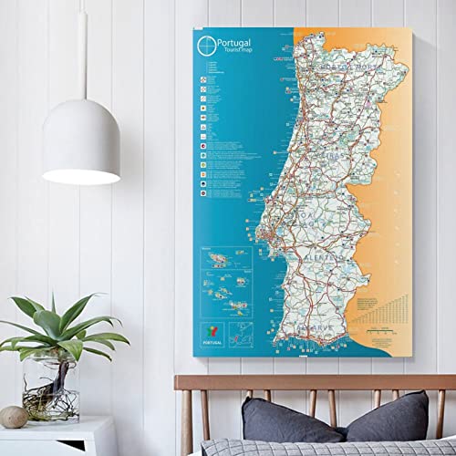 Iconic Arts Laminated Poster - Maps of Portugal Detailed Map - Want It All
