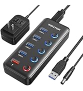 Amazon.com: Powered USB Hub, Wenter 11-Port USB Splitter Hub (10 Faster ...
