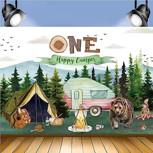 Amazon.com : Forest Camping Birthday Backdrops Boy's Adventure 1st ...