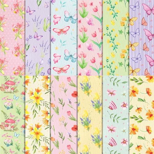 Amazon.com: Scrapbook Paper Pad, 24 Sheets Scrapbooking 12"×12” Spring ...