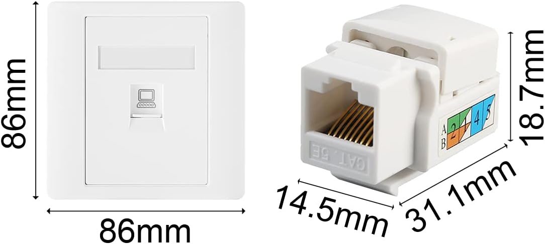4 Pcs Single Port Network Panel CAT 5E Network Module RJ45 Ethernet ...