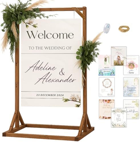 Amazon.com: Merrifete Wooden Welcome Sign Stand, Adjustable Sign Holder ...