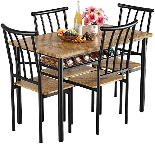 Amazon.com - DKLGG 5 Piece Kitchen Dining Room Table Set Dining Table ...