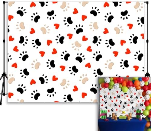 Amazon.com : QICAIYUN 7x5ft Paw Print Photography Backdrop Dog paw ...