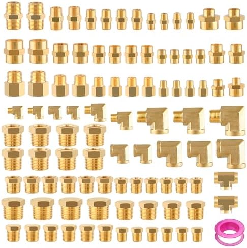 Amazon.com: Ailbiuko 98PCS Brass Pipe Fittings Assortment Kit NPT ...