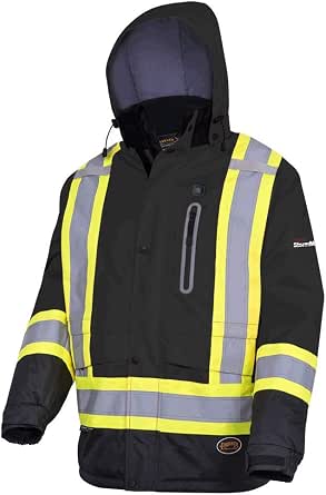 Pioneer Hi Vis Waterproof Heated Safety Jacket for Men - Class 2 Winter ...
