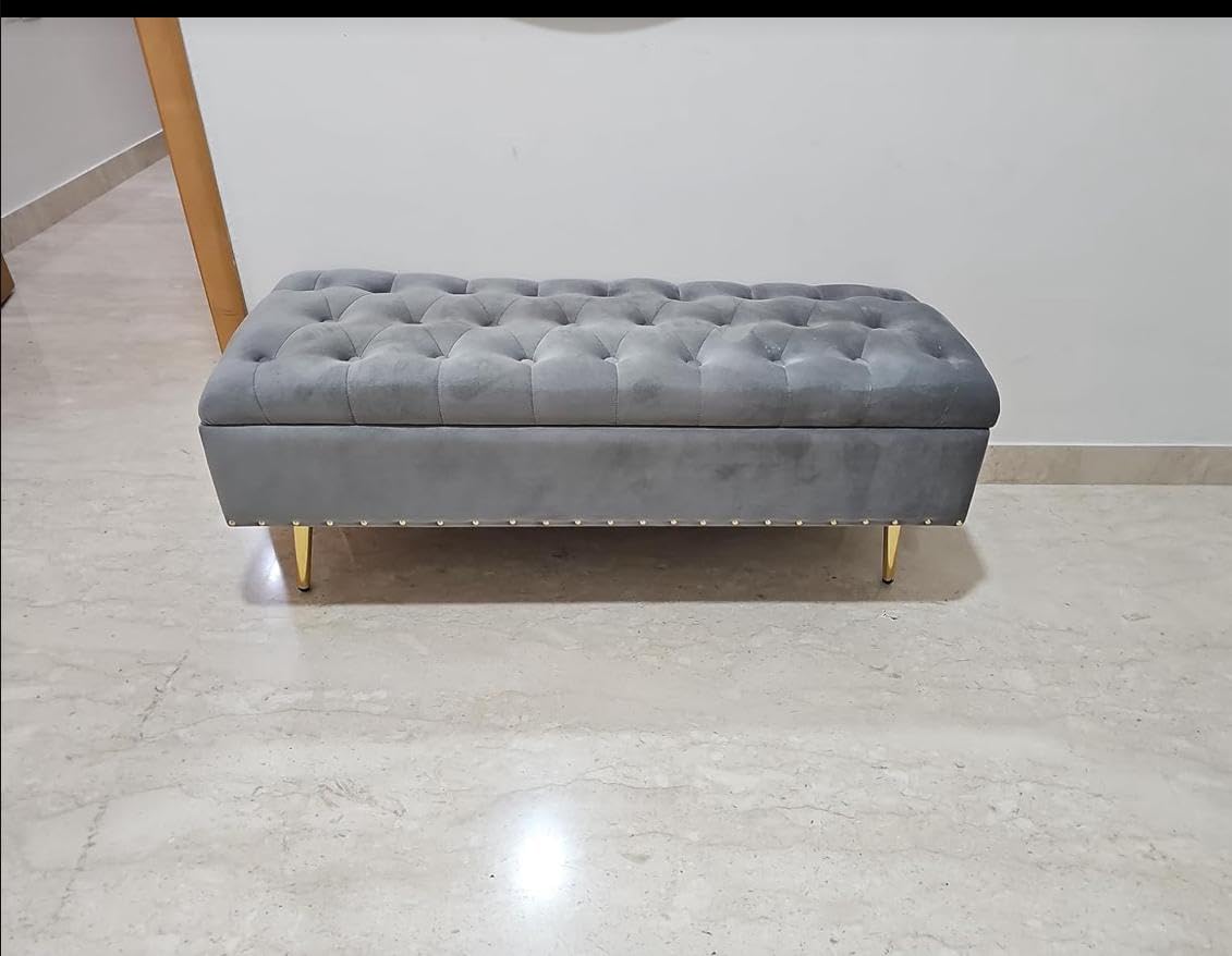 CROWN FURNITURE ART Upholstered Flip Top Storage Bench for Living Room ...