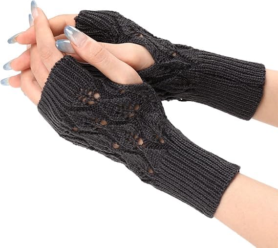 Buy THE DDS STORE Women Knit Winter Fingerless Gloves Crochet Thumbhole ...