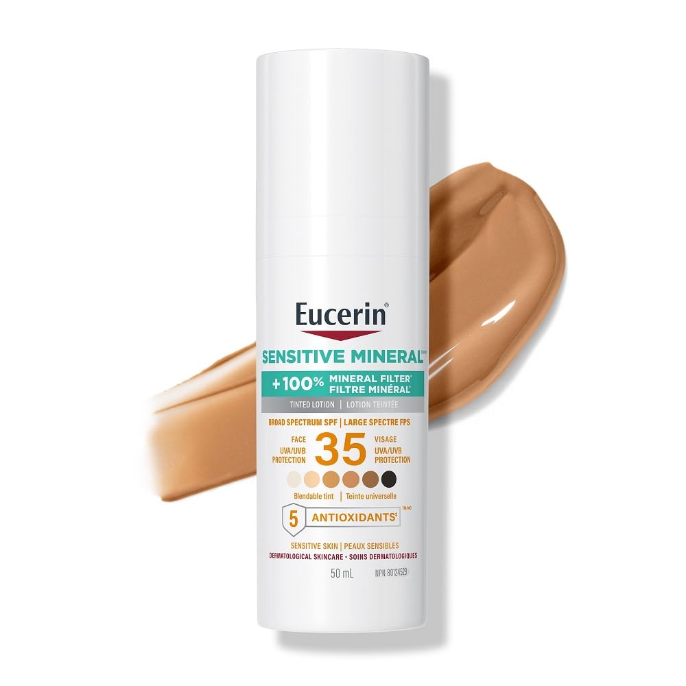 Eucerin Lotion solaire minérale teintée solaire SPF 35 | Crème solaire ...