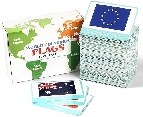 Buy 244PCS Countries of The World Flags Flash Cards Country Continent ...