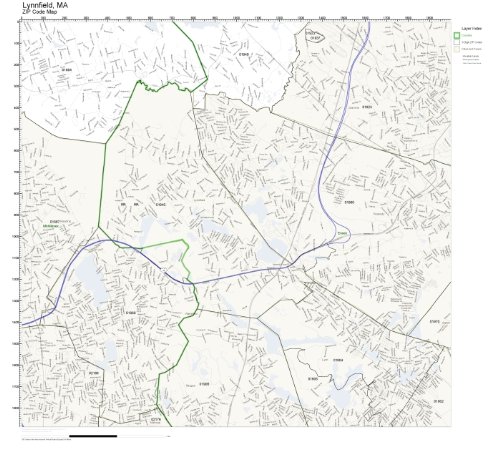 Amazon.com : ZIP Code Wall Map of Lynnfield, MA ZIP Code Map Laminated ...