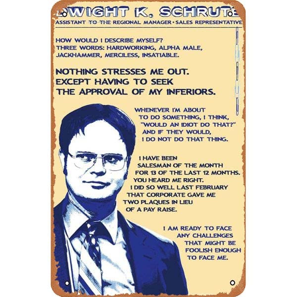 Amazon.com: AirBnk The Office - Dwight Schrute - Quotes Metal Tin Sign ...