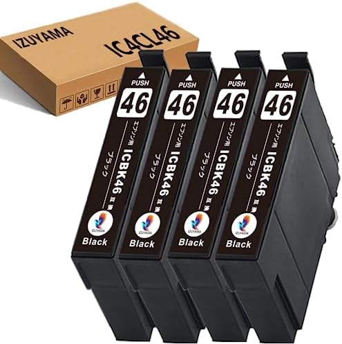 Amazon.co.jp: エプソン(Epson)用 IC4CL46 IC46 互換インクカートリッジ【ICBK46 ブラック 4本セット】増量 純正品と併用可能『最新ICチップ搭載/残量表示 ...