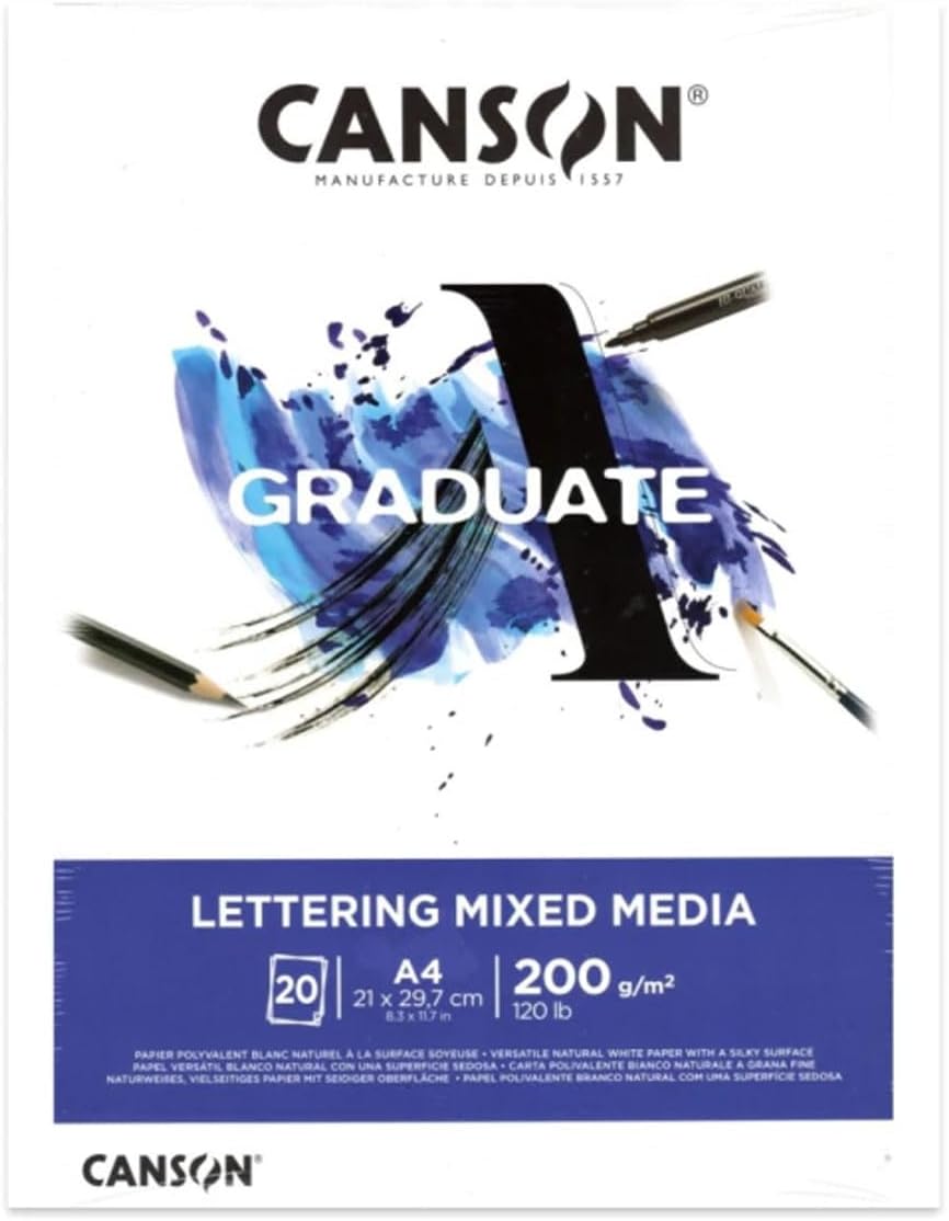 Canson Lettering Mix Media Block, 24 x 32 cm, 20 Blatt, 200 g/m² ...