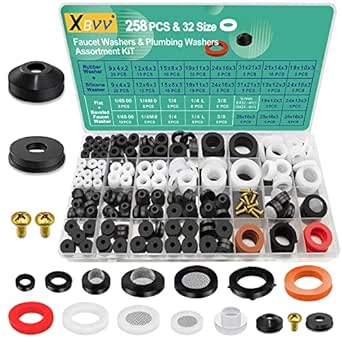 XBVV 32 Size 258 PC Faucet Washer Assortment and Plumbing Rubber ...