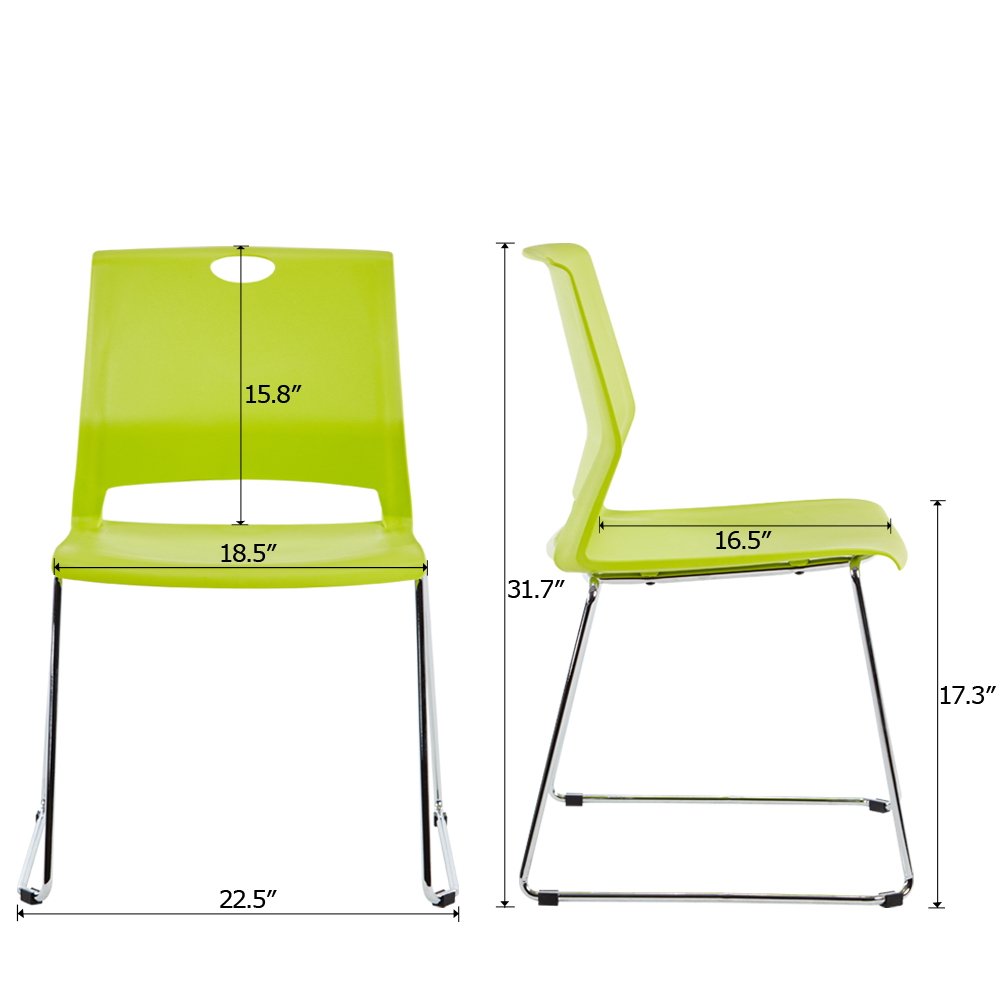 Snapklik.com : Whiterye Green Stackable Chairs Set Of 4, Stacking ...