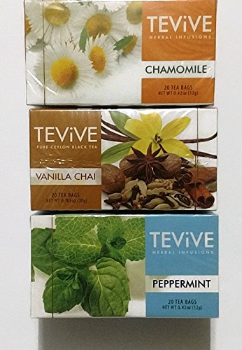 Amazon.com : Herbal Tea Tevive Peppermint,Chamomile Vanilla Chai Black ...