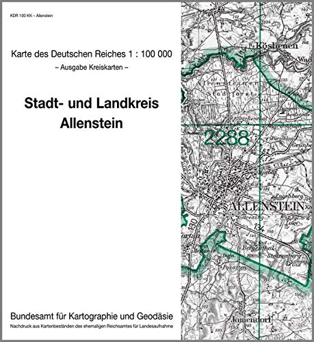 Allenstein: Karte des Deutschen Reiches 1:100.000, Kreiskarte (Karte ...