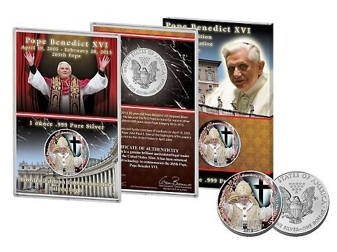 Pope Benedict XVI Commemorative Color Silver Eagle at Amazon's ...