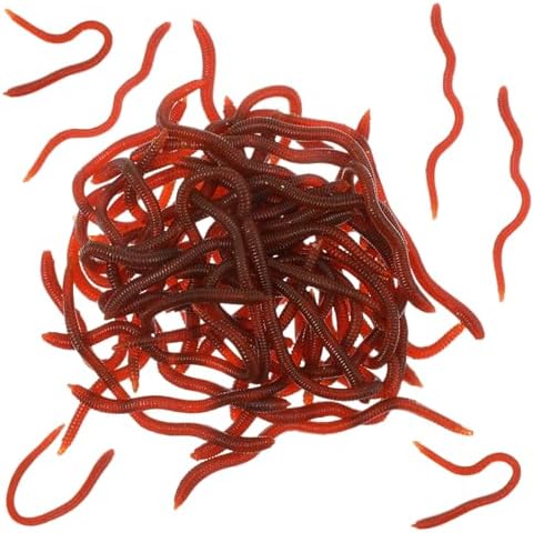 Matwsec 50 Pcs Fake Earthworm Soft Stretchy Worms Toys Realistic Fake ...