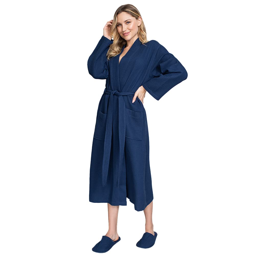 Snapklik.com : Lotus Linen Womens Lightweight Waffle Weave Robes- Long ...
