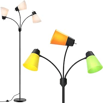 FOLKSMATE 3-Light Floor Lamp, LED Medusa Muiti-Head Adjustable Arc ...