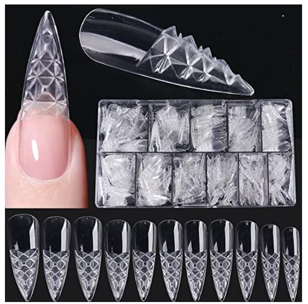 Buy False Nails Tips Stiletto Trapezoid False Fake Nails Concave Convex ...