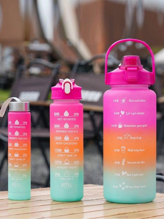 motivational water bottle combo set of 3 : Amazon.in: Home & Kitchen