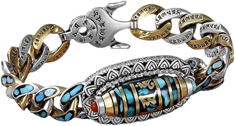 Amazon.com: EDALCO Turquoise Six-character Mantra Nine-eyed Dzi Bead ...