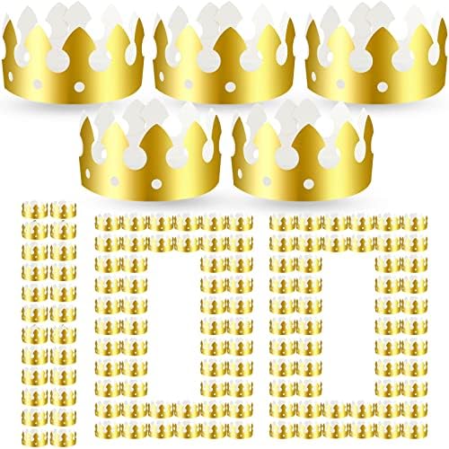 Amazon.com: Crtiin 100 Pcs Gold Paper Crowns Birthday Party Crowns Bulk ...