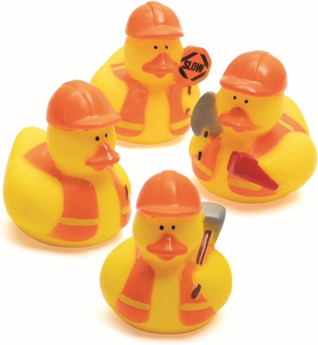 Amazon.com: Fun Express Construction Rubber Duckies (Set of 12 Ducks ...