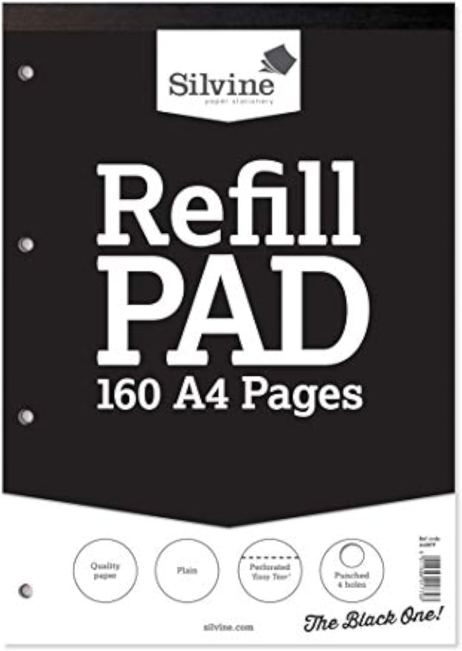 Silvine 160 Page A4 Refill Pad, Head Bound and Punched 4 Holes. Plain ...