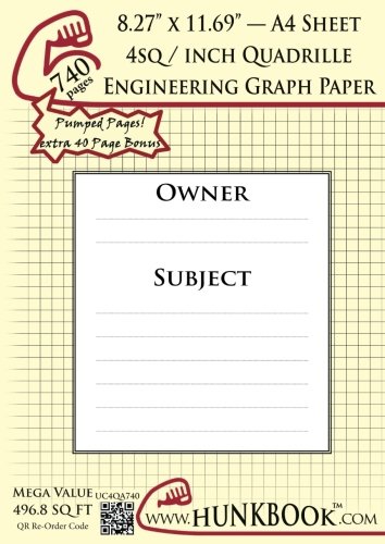 Buy Engineering Graph Paper (740pages/Cream): 4Sq/Inch (1/4") Dot ...