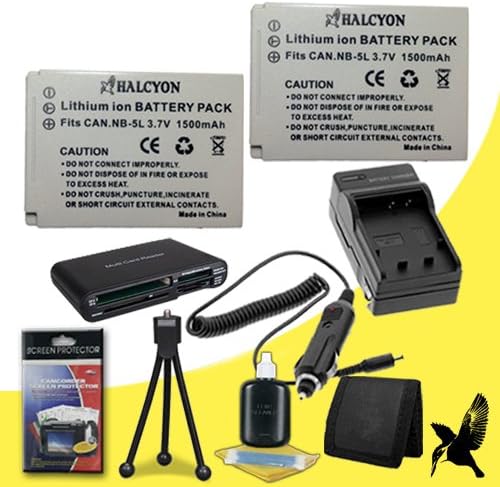 Amazon.com: Two Halcyon 1500 mAH Lithium Ion Replacement NB-5L Battery ...