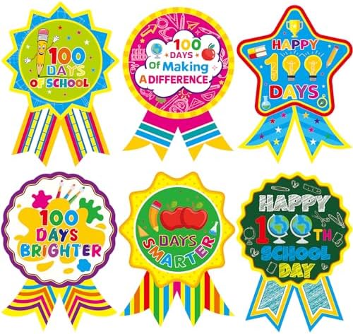Amazon.com: durony 300 Pieces 100 Days of School Stickers 6 Designs ...