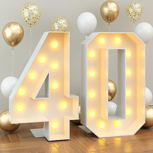 Amazon.com : 4ft Light up Numbers 40 Mosaic Numbers Marquee Frame with ...
