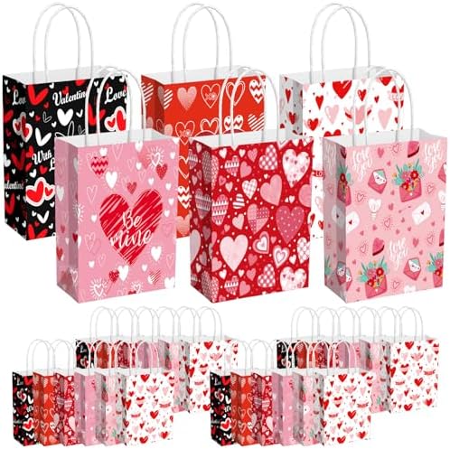 Amazon.com: Engrowtic 48 Pcs Valentine's Day Paper Gift Bags Paper ...