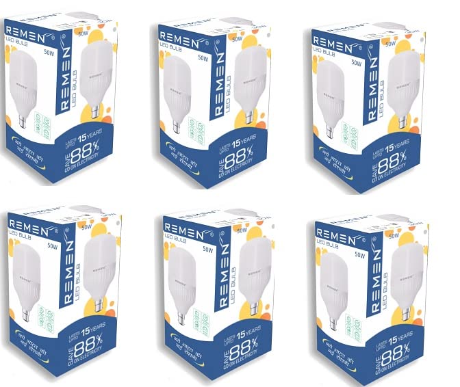 Buy REMEN B22 50W LED Bulb, High Wattage Jumbo Led Bulb 50 Watt Cool ...