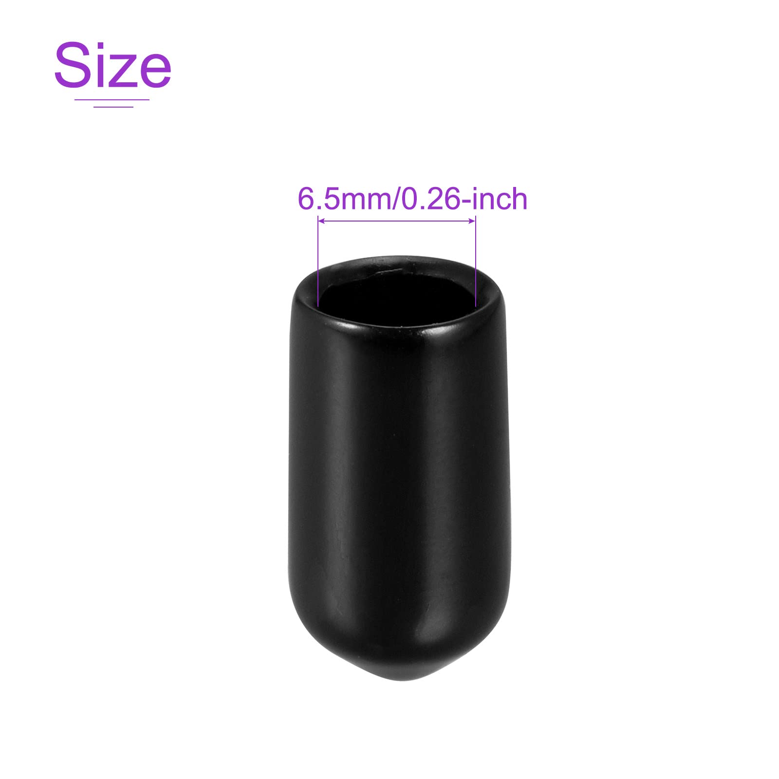 Snapklik.com : 50 Pack 1/4" ID Black Screw Thread Protectors Rubber End ...