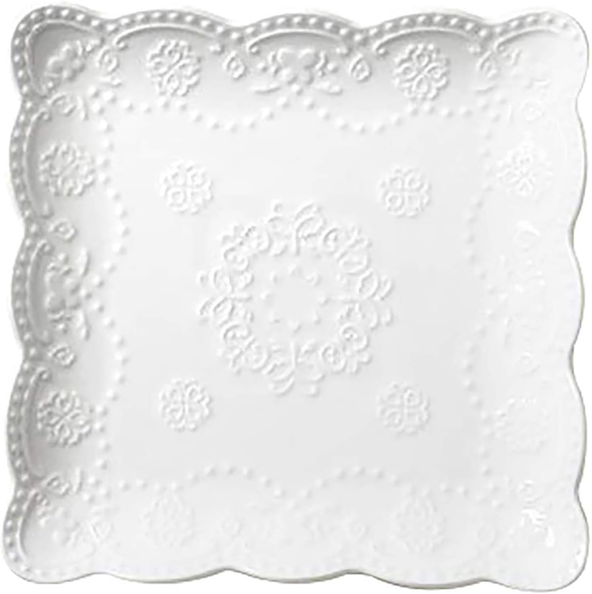 YBK Tech Elegant Rectangle Embossed Lace Plate Bone China Dessert Plate ...