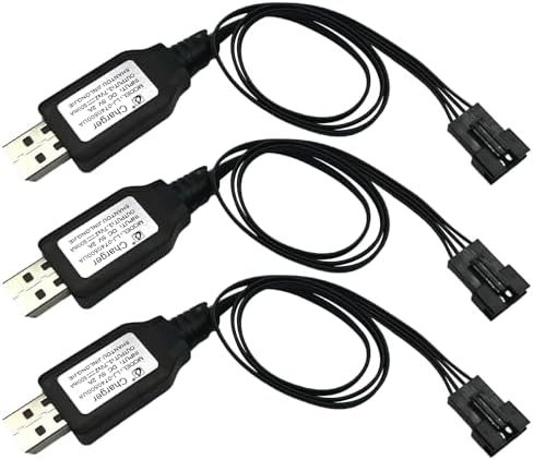 Amazon.com: 3Packs 7.4V Lithium Battery Charger Cable with SM-4PIN Plug ...