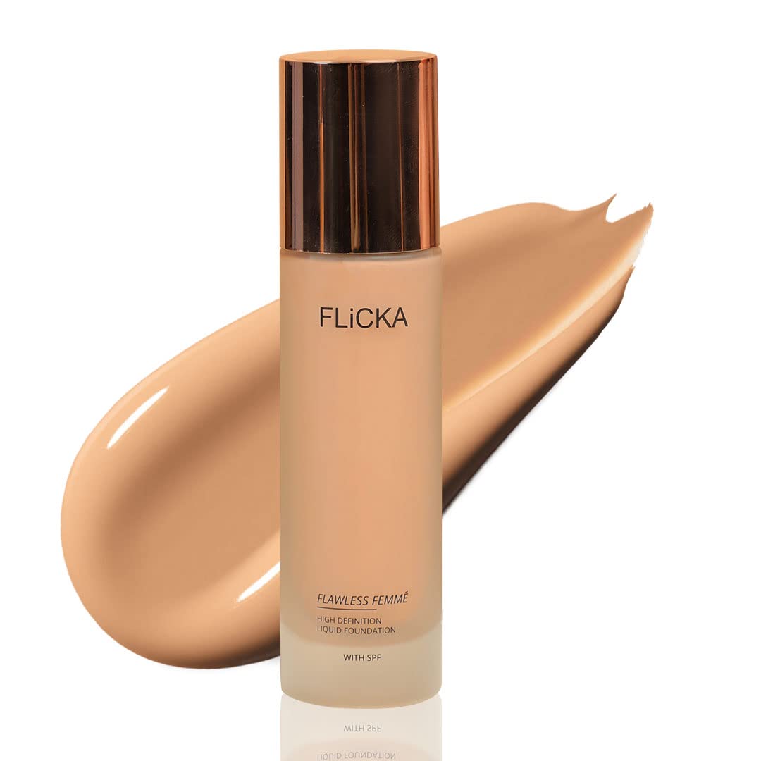 Buy FLiCKA Flawless Femme Liquid Foundation for Face Makeup 30ml | Medium to High Coverage ...