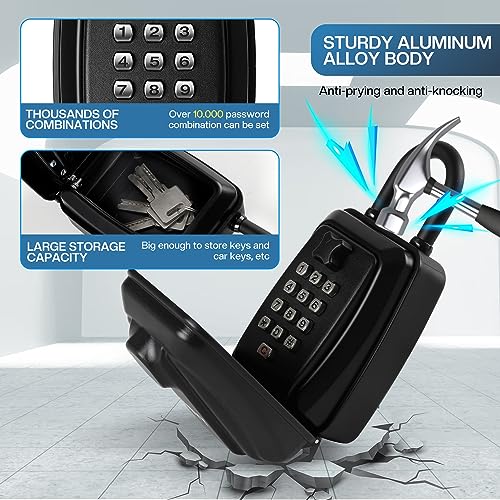 NBYT Portable Combination Lock keybox, 9-Digit Keyboard,For House Keys ...