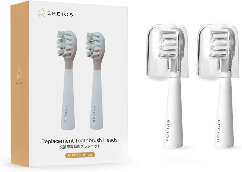Amazon.co.jp: エペイオス(Epeios) 電動歯ブラシ 音波歯ブラシ 替えブラシヘッド 2本 音波式 歯ブラシ 電動歯ブラシET003専用 替えブラシ IPX7防水 歯周ポケット ...