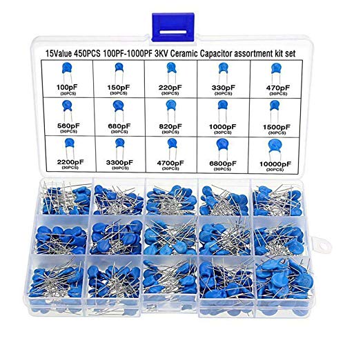 3NH® 15Values 450PCS High Voltage Dip Ceramic Capacitor Assortment Kit ...
