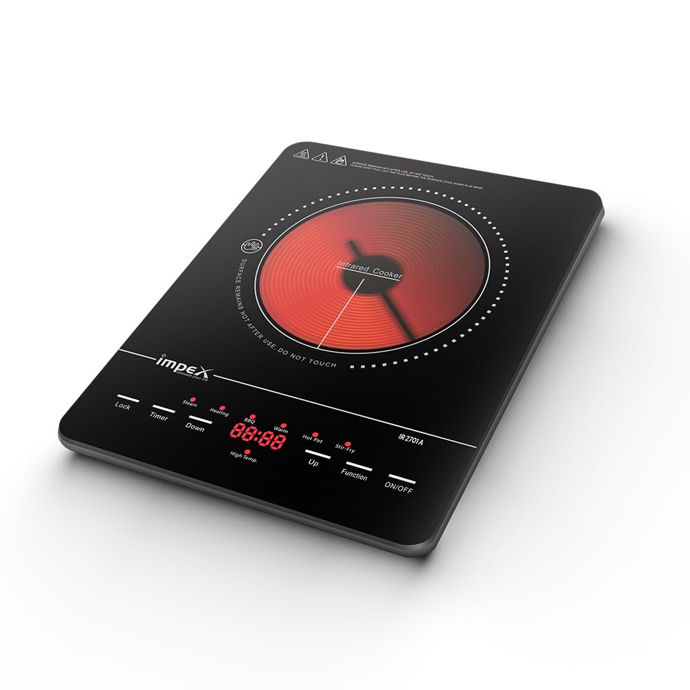 Impex Infrared Single Cooktop -1500 W 8 Digital Temp Control, Black ...