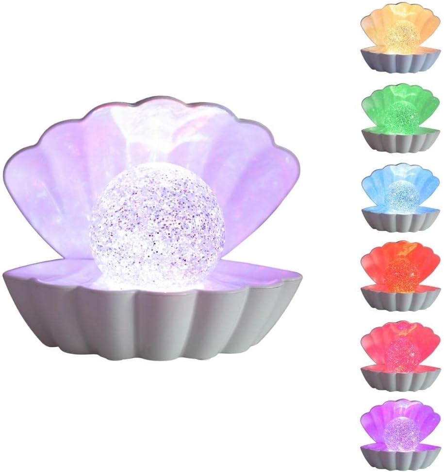 Sea Shell Lamp Pearl Metallic Pink Night Mood Light Clam LED Colour ...