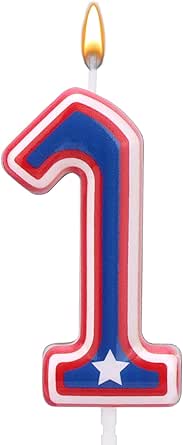 Amazon.com: Number Birthday Candles, Cartoon Theme Red White Blue 0-9 ...